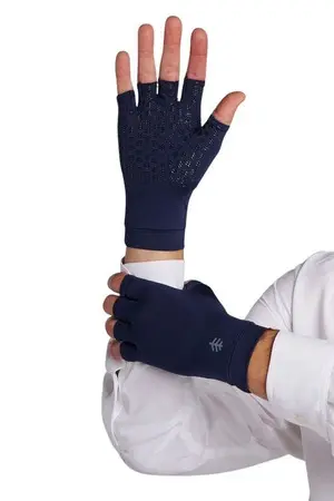 Coolibar Ouray Fingerless Uv Sun Gloves - Navy