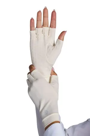 Coolibar Ouray Fingerless Uv Sun Gloves - Vanilla