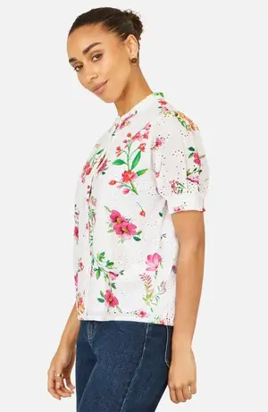 YUMI Cotton Broderie Anglaise Floral Shirt