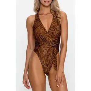 PS BY CUPSHE Cross Back Wrap Waist High Cut One-piece Swimsuit