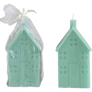 STORIED HOME Unscented House Shaped Candle - Mint