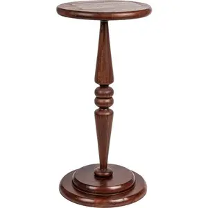 STORIED HOME Bishop Pedestal Cocktail Side Table - Brown