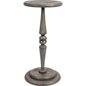 STORIED HOME Bishop Pedestal Cocktail Side Table - Grey
