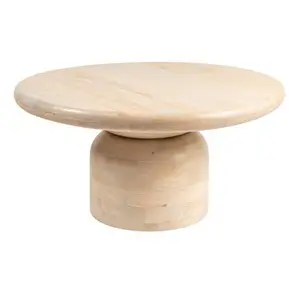 STORIED HOME Coffee Table With Stacked End Grain Base - White