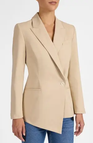 Santorelli Mara Asymmetrical Blazer In Cotton Stretch