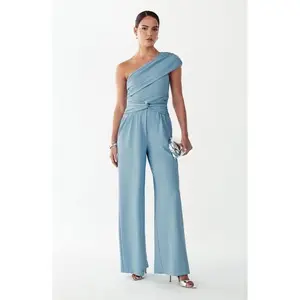 BWLDR Daisie Wide Leg Jumpsuit - Dusty Blue