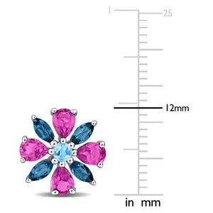 JULIANNA B. Rhodolite & Topaz Flower Stud Earrings