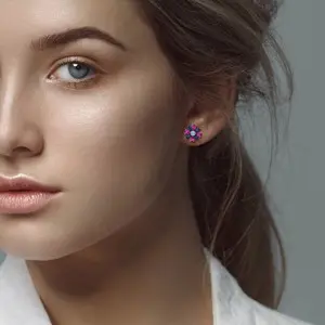 JULIANNA B. Rhodolite & Topaz Flower Stud Earrings
