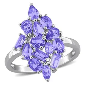 JULIANNA B. Sterling Silver Gemstone Cluster Cocktail Ring - Tanzanite