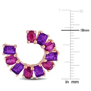 JULIANNA B. Rhodolite And Amethyst Curved Drop Earrings