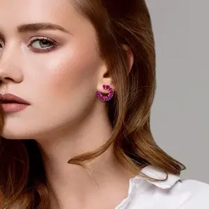 JULIANNA B. Rhodolite And Amethyst Curved Drop Earrings