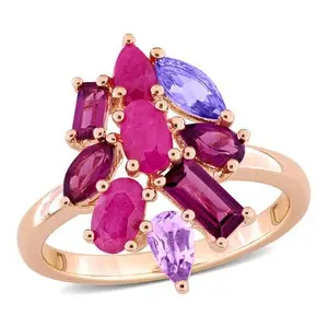 JULIANNA B. Multi-gem Cluster Cocktail Ring In Rose-plated Sterling Silver