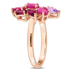 JULIANNA B. Multi-gem Cluster Cocktail Ring In Rose-plated Sterling Silver