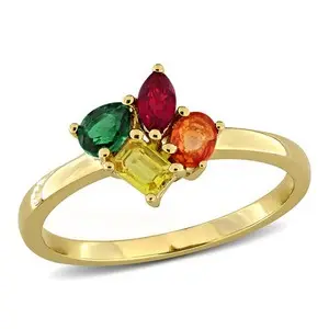 JULIANNA B. Plated Sterling Silver Multi-gemstone Ring - Multi-stone/yellow-plated
