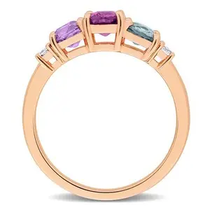 JULIANNA B. Lab-grown Diamond And Multicolor Ring In Rose-plated Sterling Silver