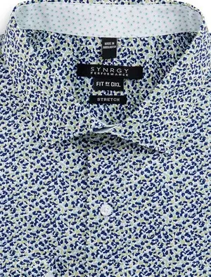 SYNRGY BY DXL Big & Tall Performance Camo Floral Dress Shirt - Olive