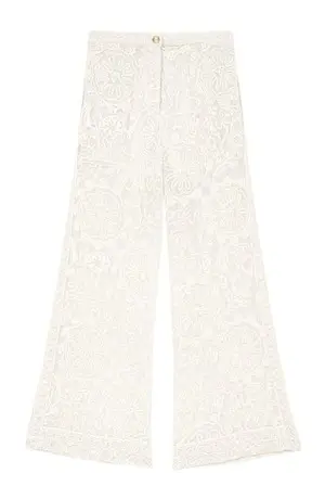 Maje Guipure Lace Wide-leg Trousers