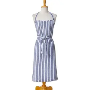 TAG White Stripe Cotton Cooking Apron Everyday Kitchen Use - Blue