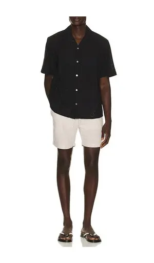 CORRIDOR Floral Eyelet Short Sleeve Shirt - Black