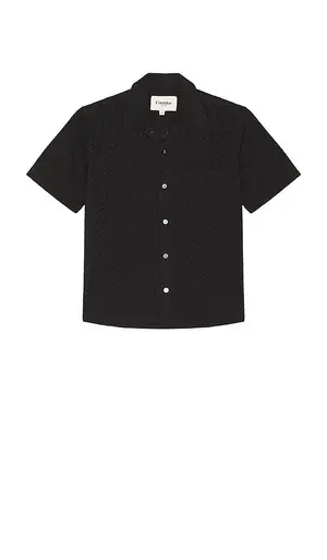 CORRIDOR Floral Eyelet Short Sleeve Shirt - Black