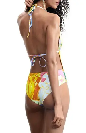 Desigual Cutout Plunge Halterneck One-piece Swimsuit
