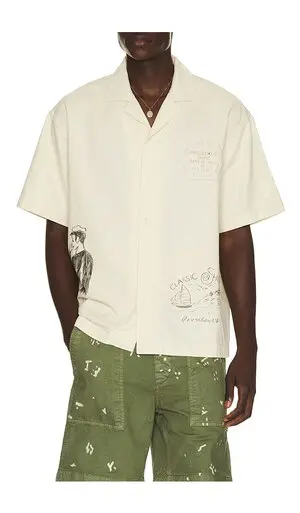 President's Hand Painted Reef Shirt In Cream - Ecru