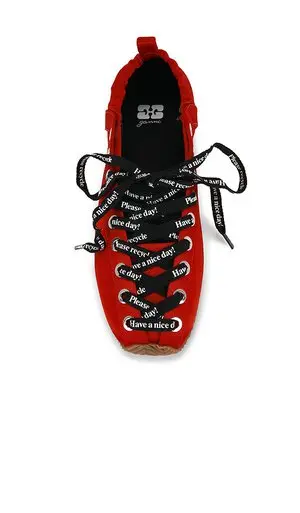 GANNI Lace Up Ballerina Sneaker - Goji Berry