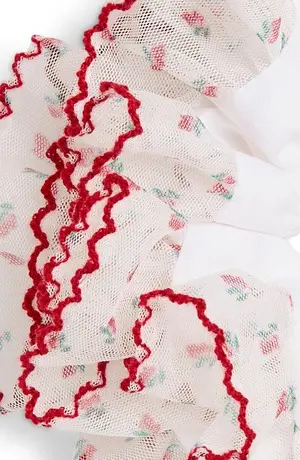 L. Erickson Cassia Floral Scrunchie - White/red