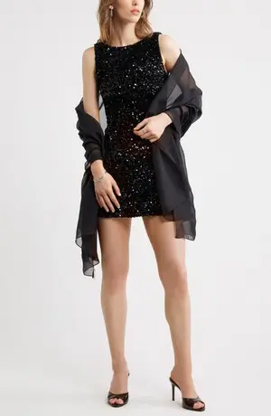 Nordstrom Silk Chiffon Wrap Black