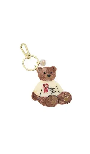 SOLAR ECLIPSE Hand-painted Mama Bear Bag Charm & Keychain - Brown
