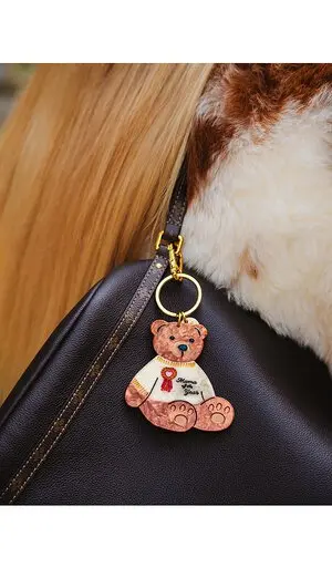 SOLAR ECLIPSE Hand-painted Mama Bear Bag Charm & Keychain - Brown