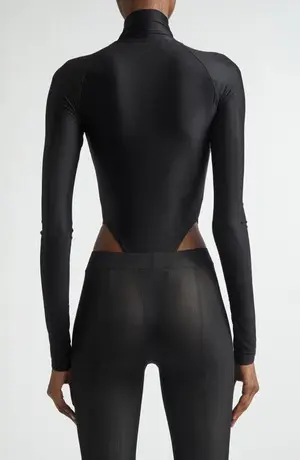 LAQUAN SMITH High Cut Zip-up Bodysuit