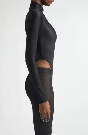 LAQUAN SMITH High Cut Zip-up Bodysuit