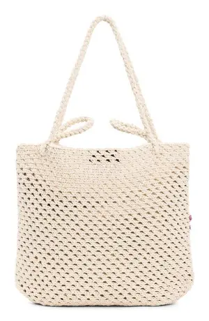 Desigual Floral Appliqué Open Knit Cotton Shoulder Bag