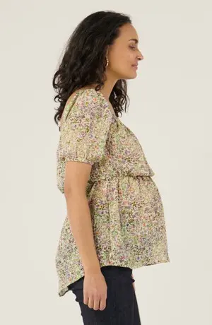 CACHE COEUR Joy Puff Sleeve Floral Maternity & Nursing Top