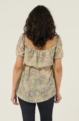 CACHE COEUR Joy Puff Sleeve Floral Maternity & Nursing Top