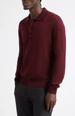 Valentino Garavani Vlogo Virgin Wool Polo Sweater - Wine