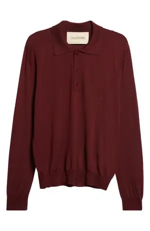 Valentino Garavani Vlogo Virgin Wool Polo Sweater - Wine