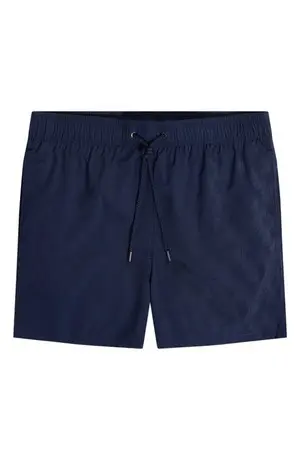Bugatchi Zane Mid Length Print Swim Trunks - Navy