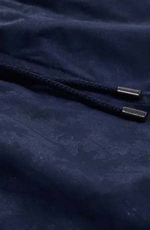 Bugatchi Zane Mid Length Print Swim Trunks - Navy