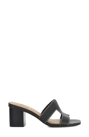 Dune London Leather Slide Sandals With Stacked Heel - Black