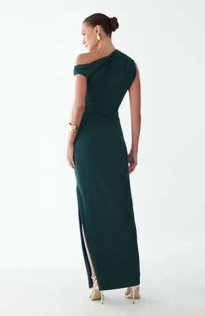 ST MRLO Raye Maxi Dress One Shoulder, Asymmetrical Neckline - Teal