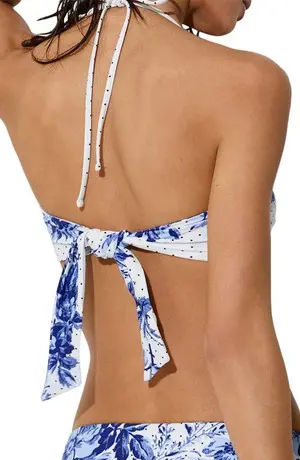 REISS Embellished Hardware Bikini Top - Blue/ivory