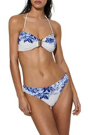 REISS Johannah High-waisted Bikini Bottoms - Blue/ivory