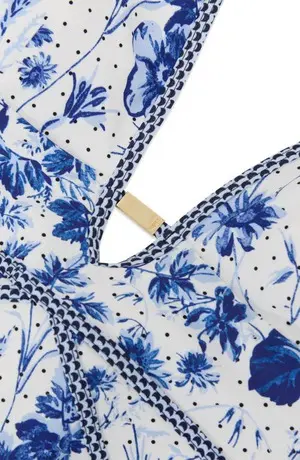 REISS Lucia Halterneck One-piece Swimsuit - Blue/ivory