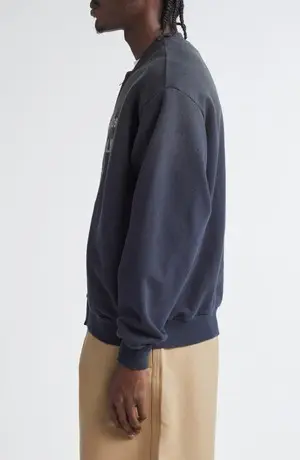 Acne Studios Logo Zip Front Cotton Blend Sweatshirt