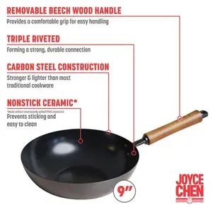 JOYCE CHEN Carbon Steel Ceramic Nonstick Stir Fry Pan