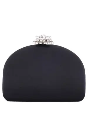 Nina Rhinestone Clasp Clutch - Black