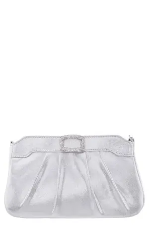 Nina Amy Embellished Satin Clutch - Silver