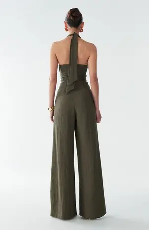 BWLDR Amber Halter Neck Wide Leg Jumpsuit
